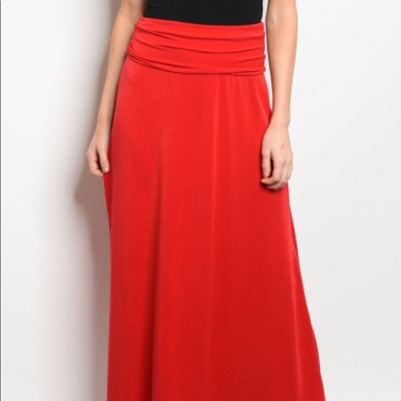HK Boutique | Skirts | Long Red Maxi Skirt | Poshmark